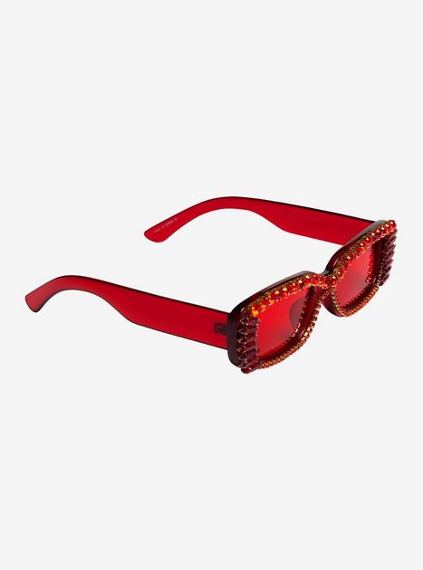 Red Rhinestone Sunglasses | Hot Topic