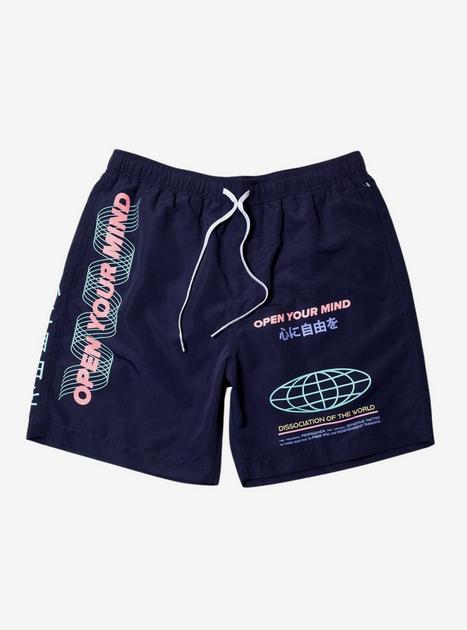 Blue Open Your Mind Swim Trunks Hot Topic