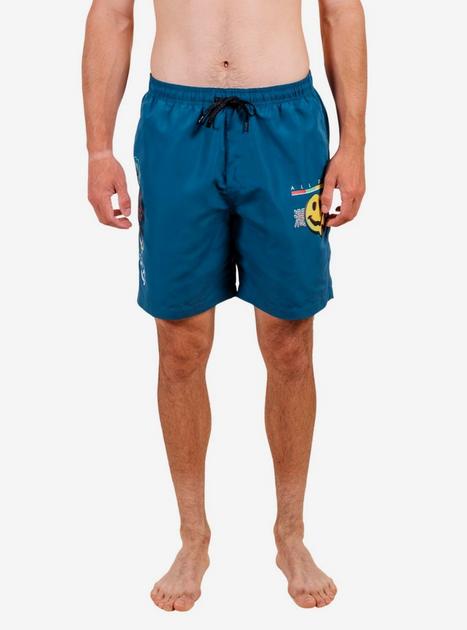 Dark Teal Drip Swim Trunks | Hot Topic