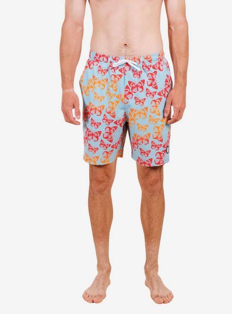 Light Blue Gradient Butterfly Swim Trunks | Hot Topic