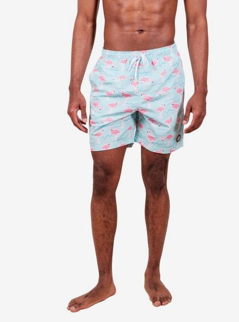 Mint Wavy Flamingo Swim Trunks | Hot Topic