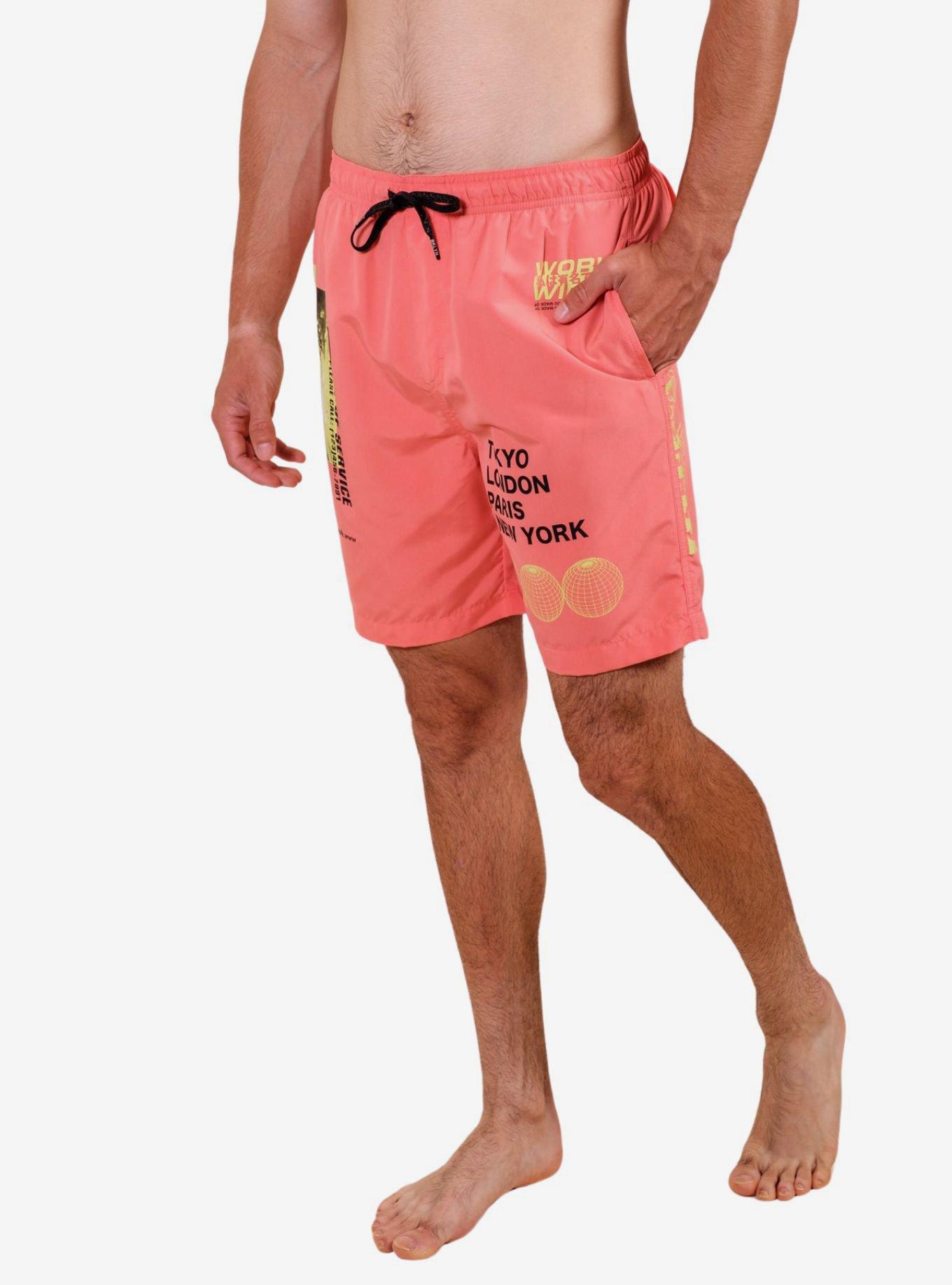 Pink Worldwide Swim Trunks Hot Topic