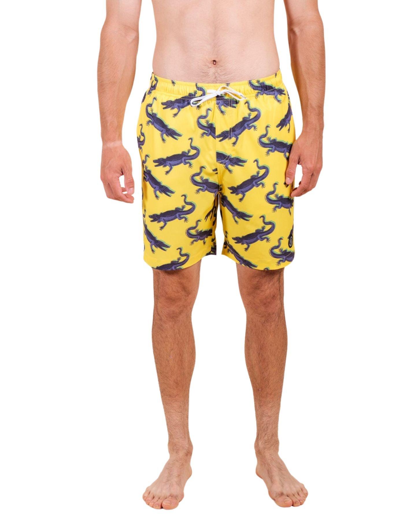Yellow Neon Crocodile Swim Trunks | Hot Topic