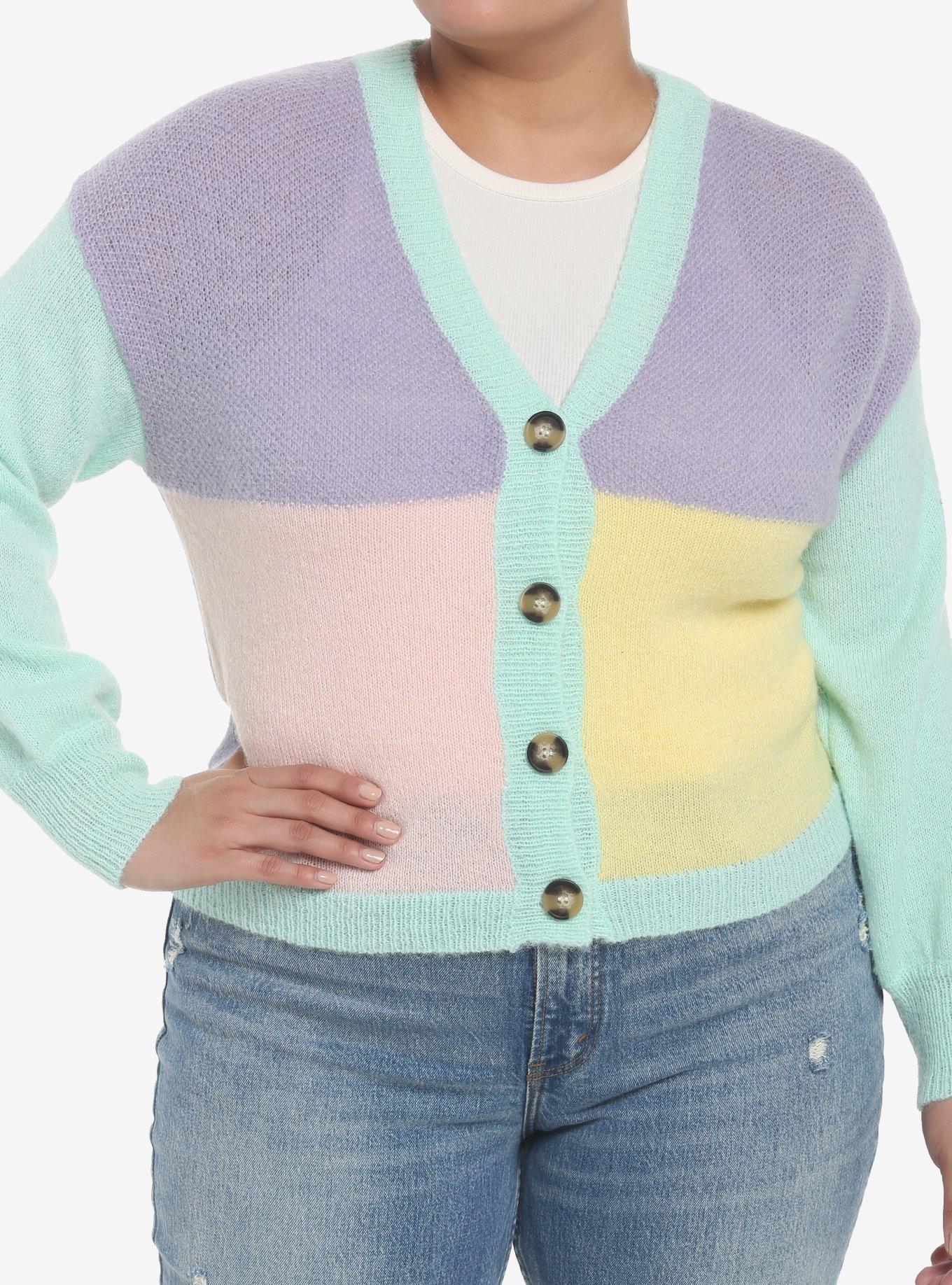 Pastel Block Girls Crop Cardigan Plus Size | Hot Topic