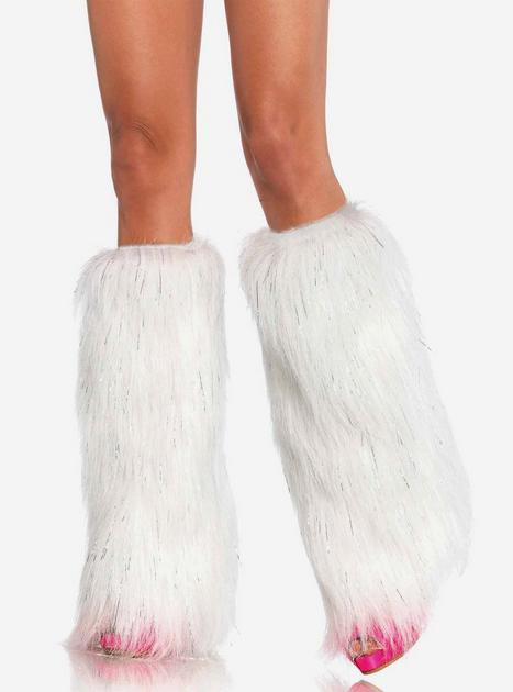 Furry Lurex Leg Warmers White And Silver Hot Topic
