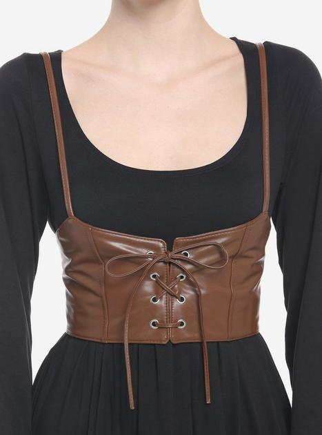 Brown Faux Leather Corset-Style Harness | Hot Topic