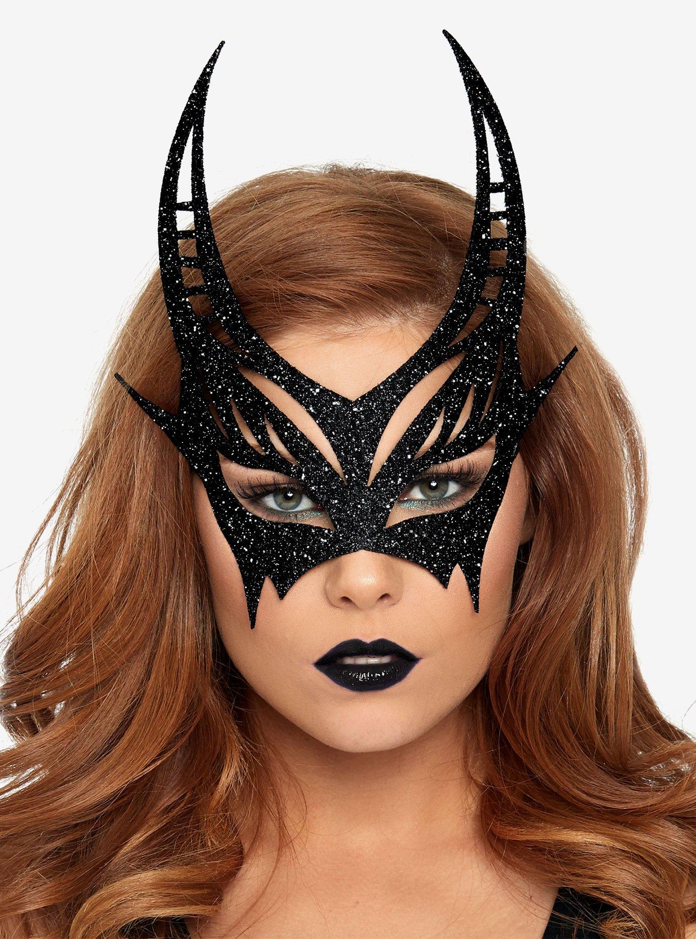 Black Glitter Devil Mask | Hot Topic
