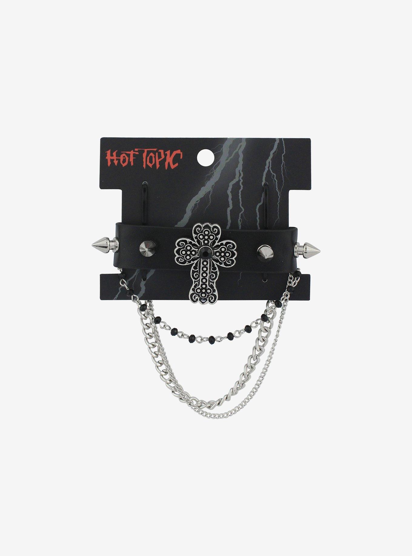 Ornate Cross Chain Cuff Bracelet | Hot Topic