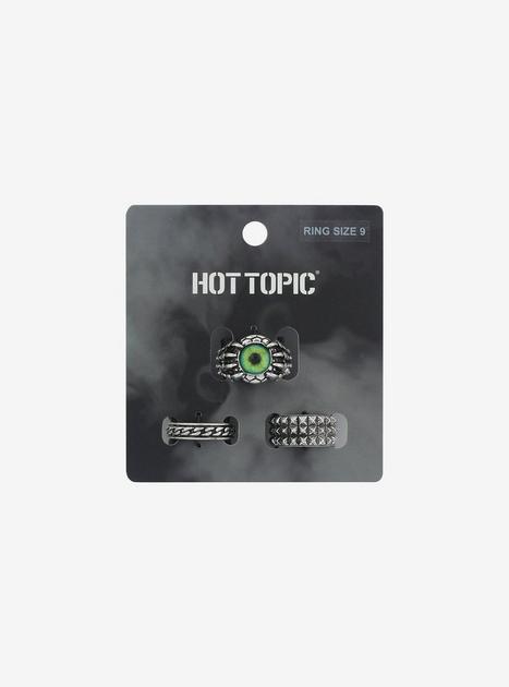 Eyeball Pyramid Stud Guys Ring Set | Hot Topic