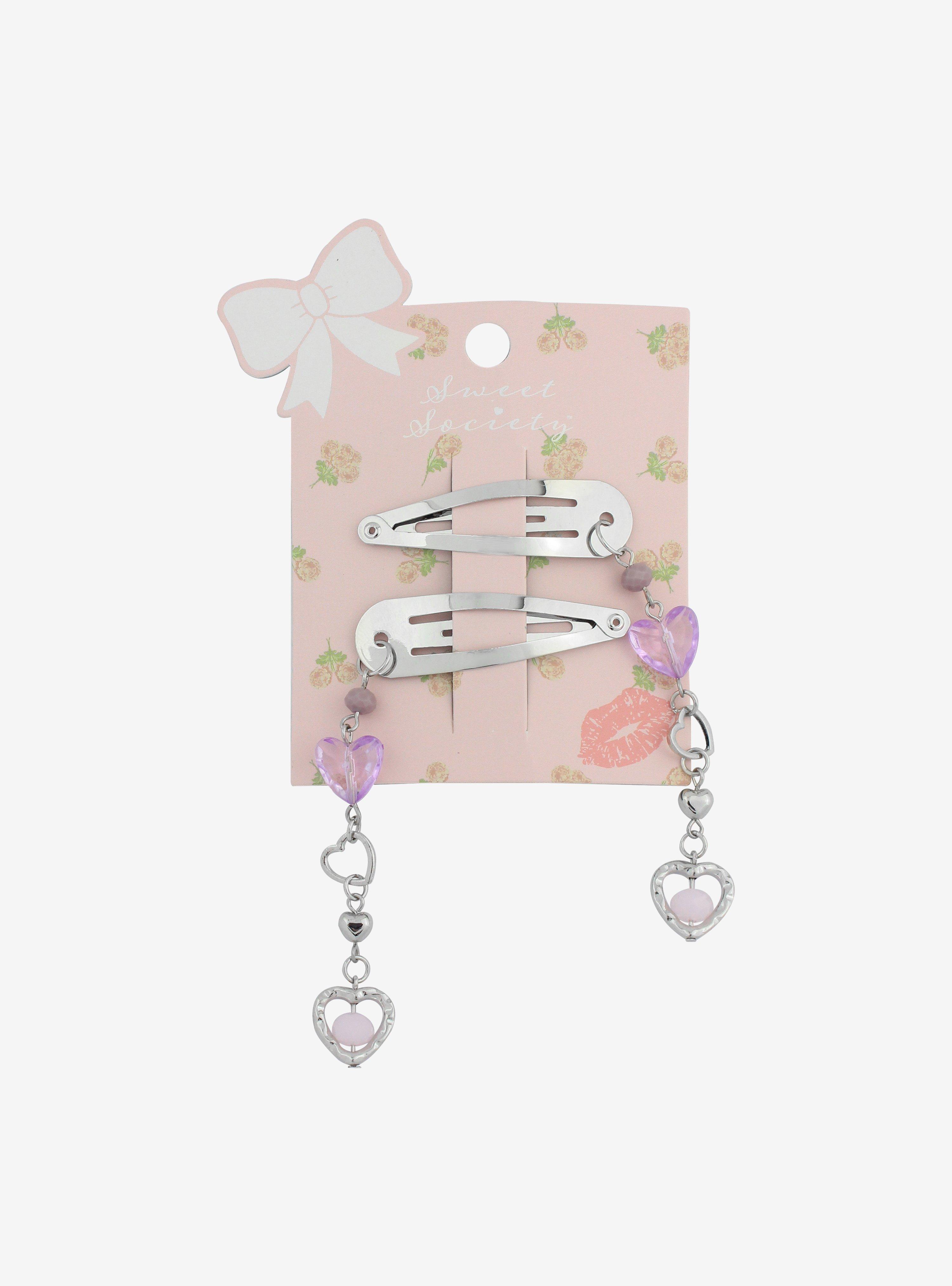 Dangling Heart Hair Clip Set | Hot Topic