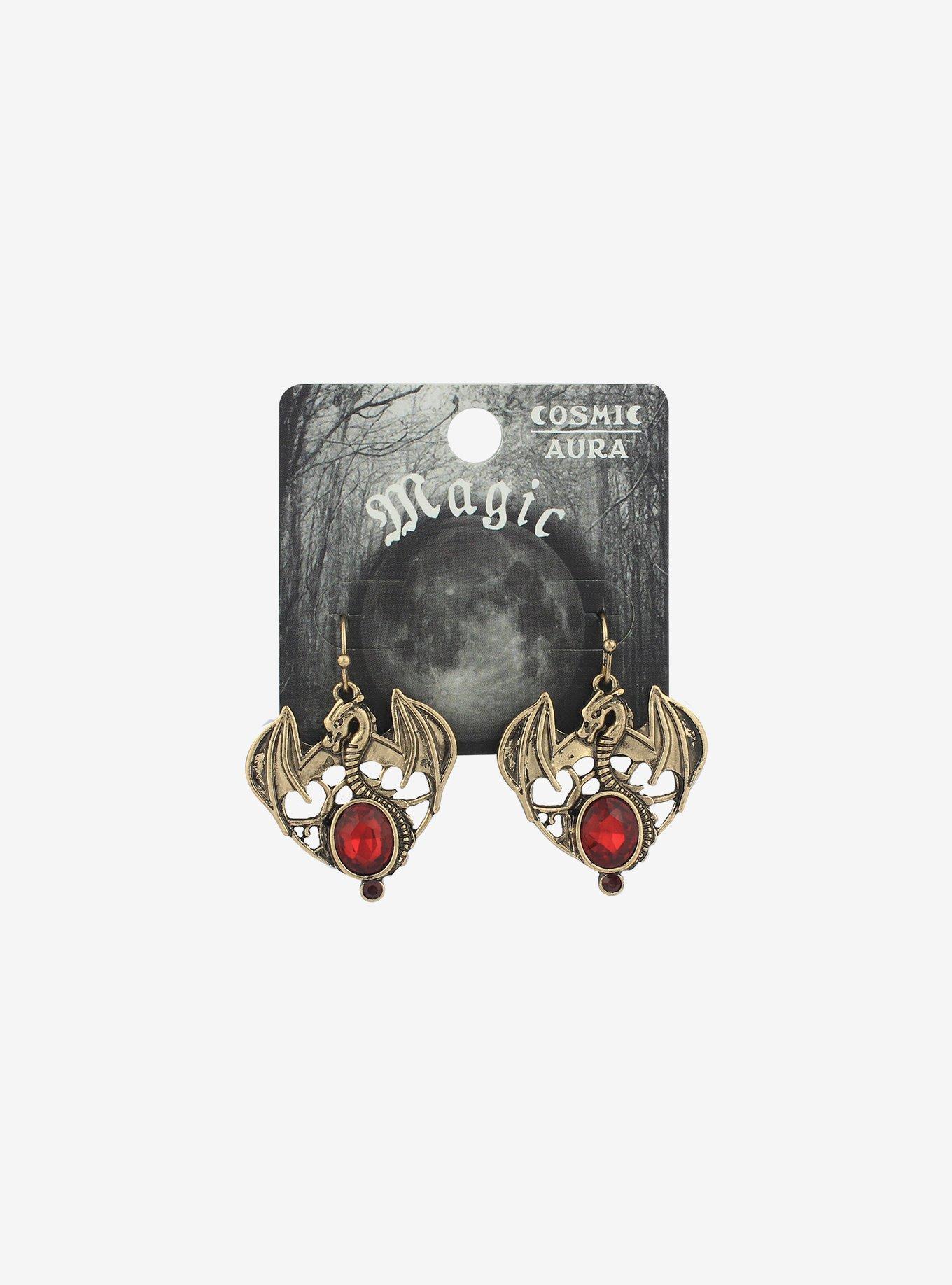 Red Gem Dragon Drop Earrings | Hot Topic