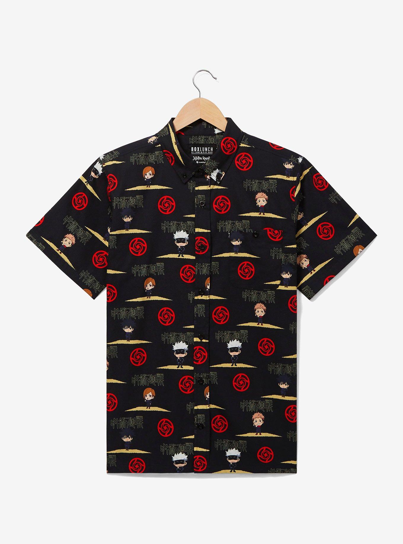 Jujutsu Kaisen Chibi Characters Allover Print Woven Button Up