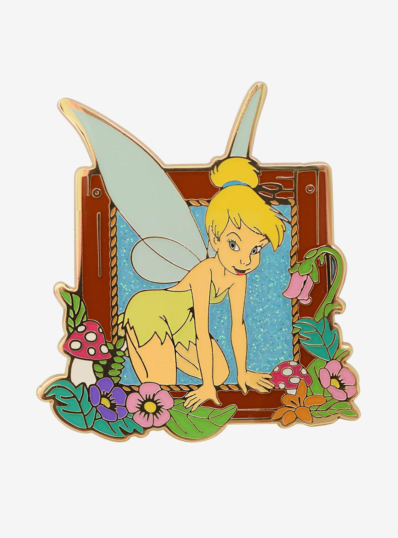 Disney Peter Pan Tinker Bell Floral Frame Portrait Enamel Pin | BoxLunch