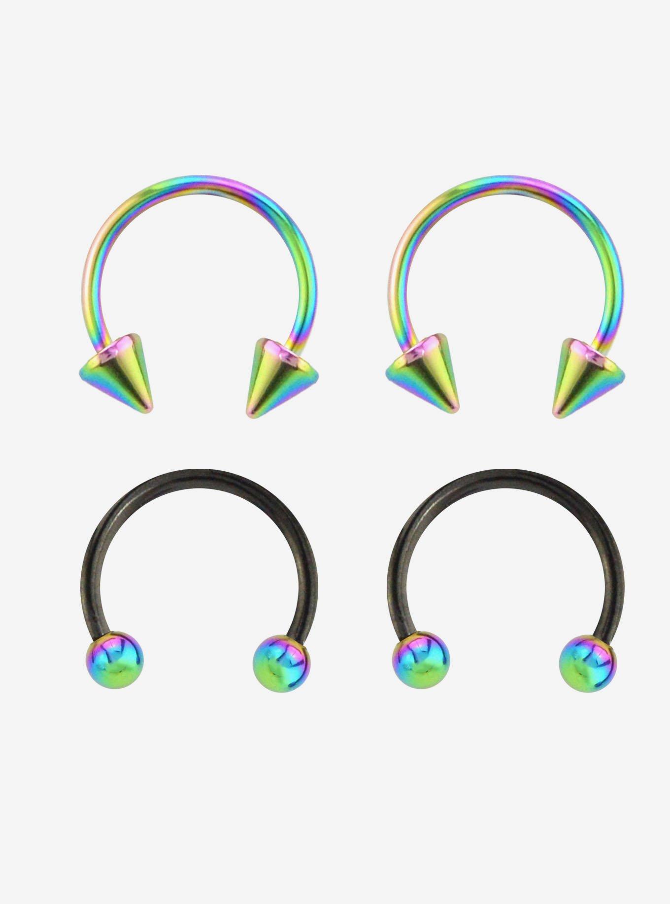 14G Steel Black & Anodized Circular Barbell 4 Pack | Hot Topic