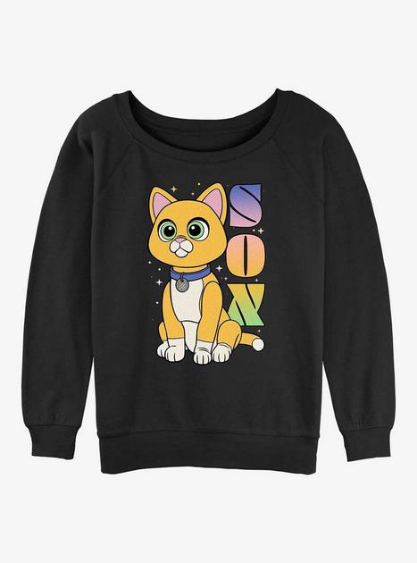 Disney Pixar Lightyear Sox Robot Cat Girls Slouchy Sweatshirt Black