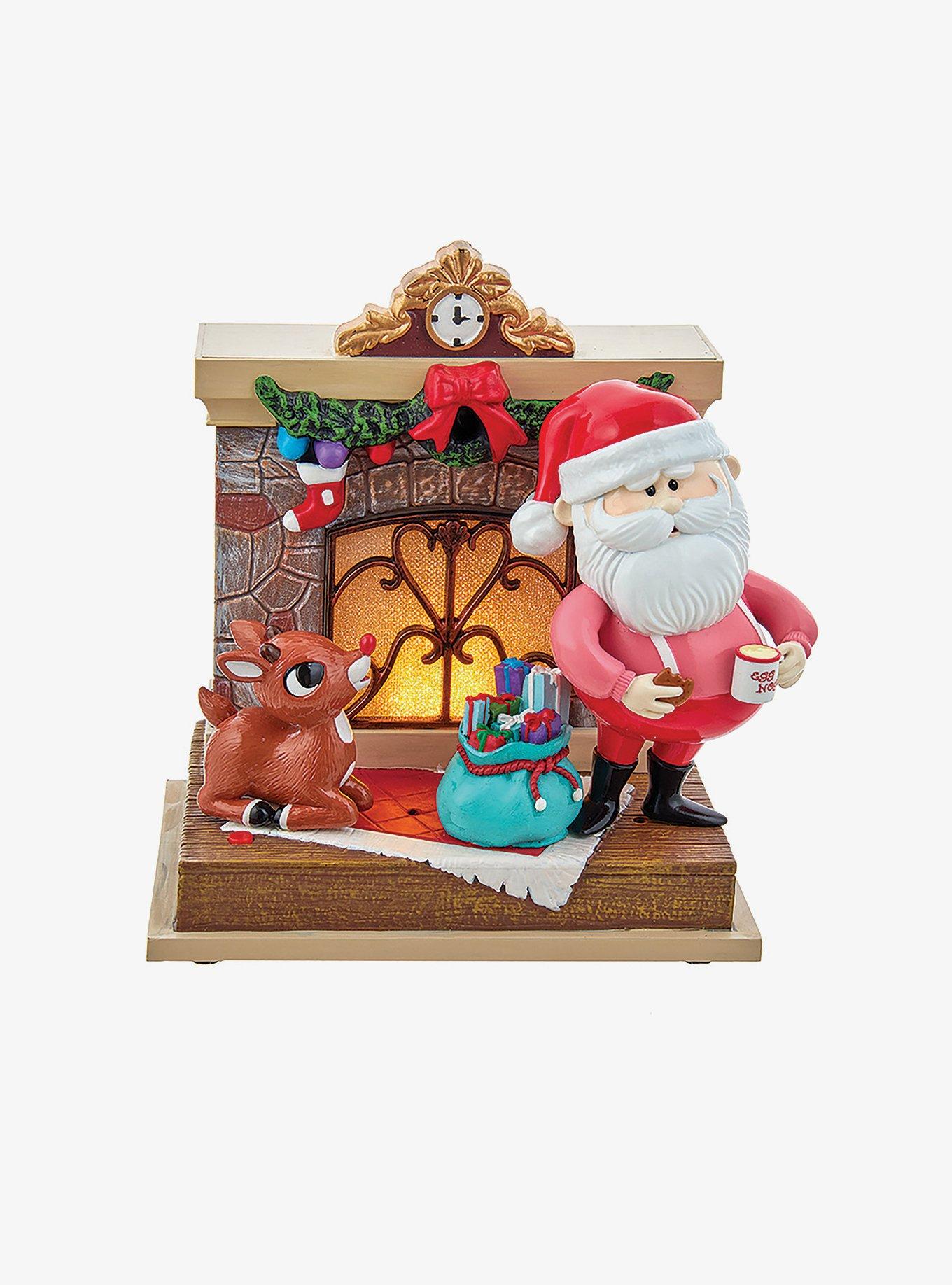 Kurt Adler Rudolph the Red-Nosed Reindeer and Santa Fireplace Figure ...
