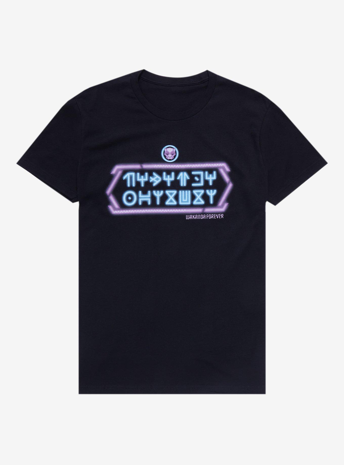 Marvel Black Panther: Wakanda Forever Neon Script T-Shirt | Hot Topic