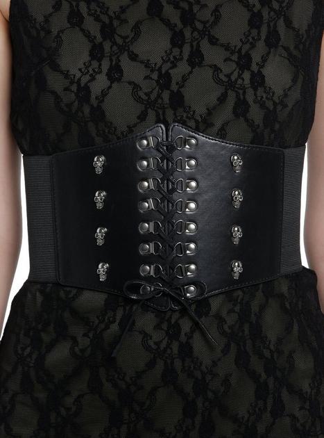 Black Skull Lace Up Elasticated Corset Hot Topic