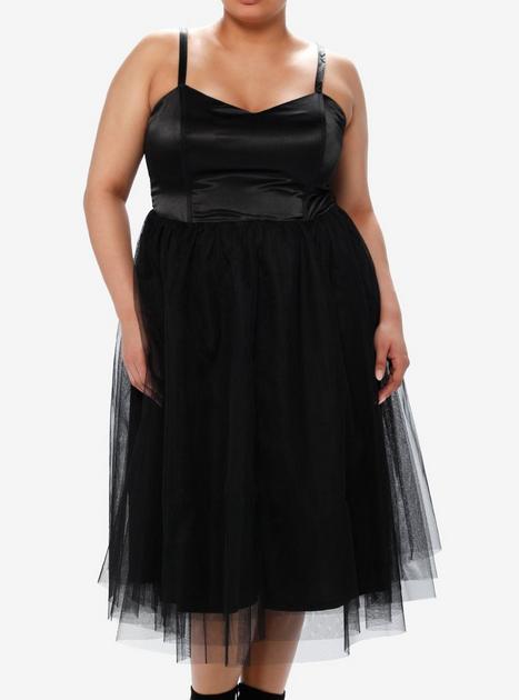 Cosmic Aura Black Corset Tulle Midi Dress Plus Size | Hot Topic