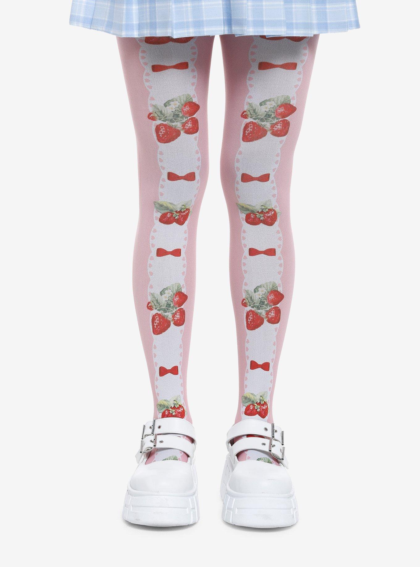 Pink Strawberry Tights Hot Topic