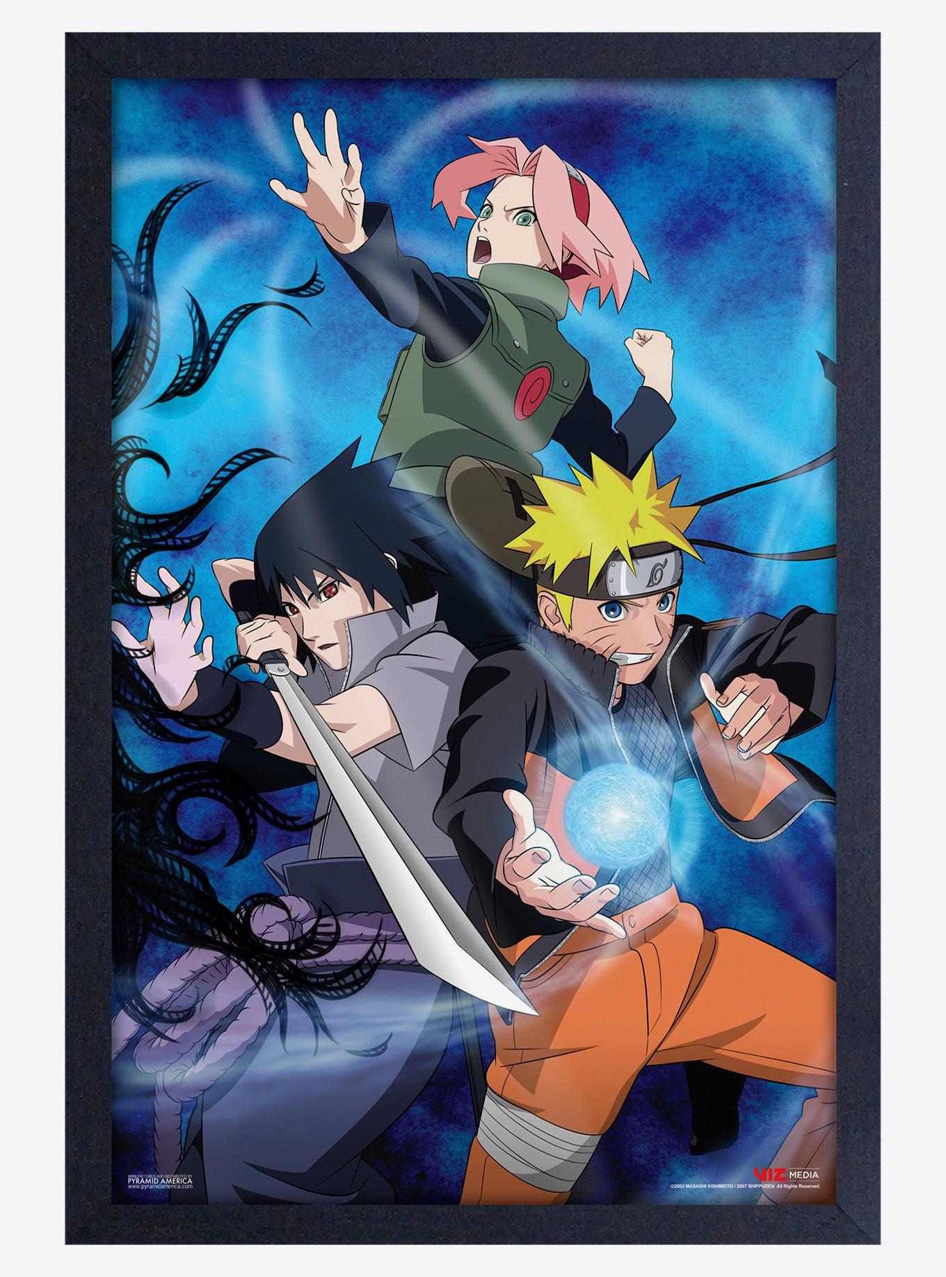 Naruto Shippuden Group Fight Pose Framed Wood Poster | BoxLunch