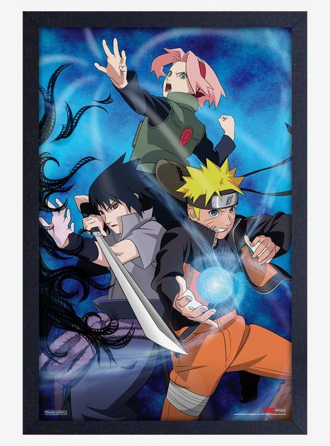 Naruto Shippuden Group Fight Pose Framed Wood Poster | BoxLunch
