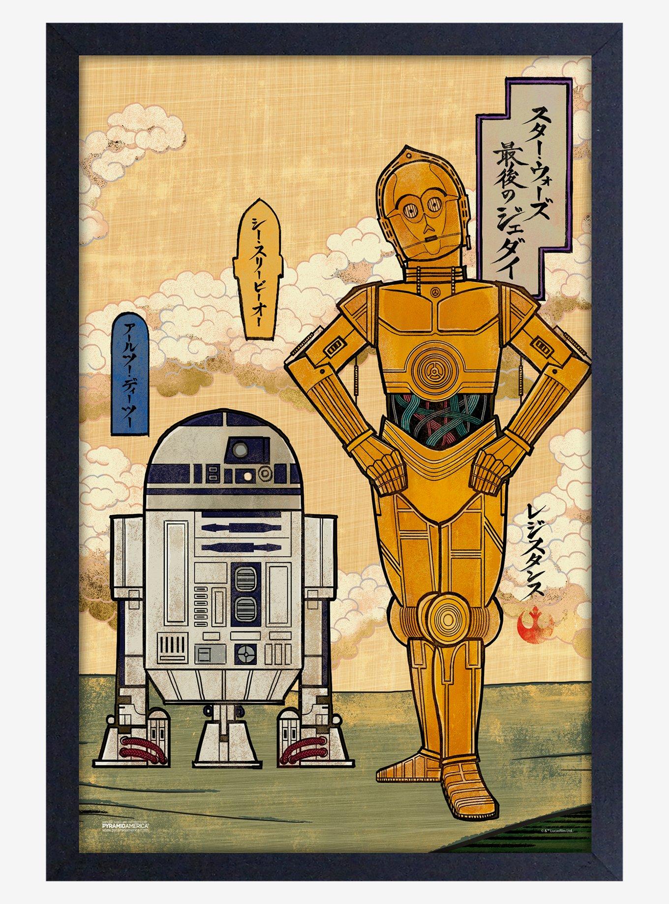 Star Wars Japanese R2 Cp3O Framed Wood Poster | BoxLunch