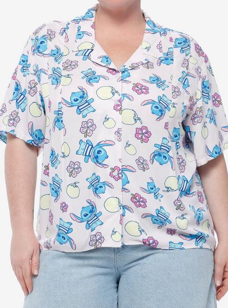 Disney Lilo & Stitch Tropical Pastel Girls Woven Button-Up Plus Size ...