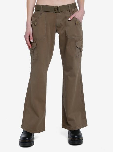 Social Collision Brown Flare Pants With Belt | Hot Topic