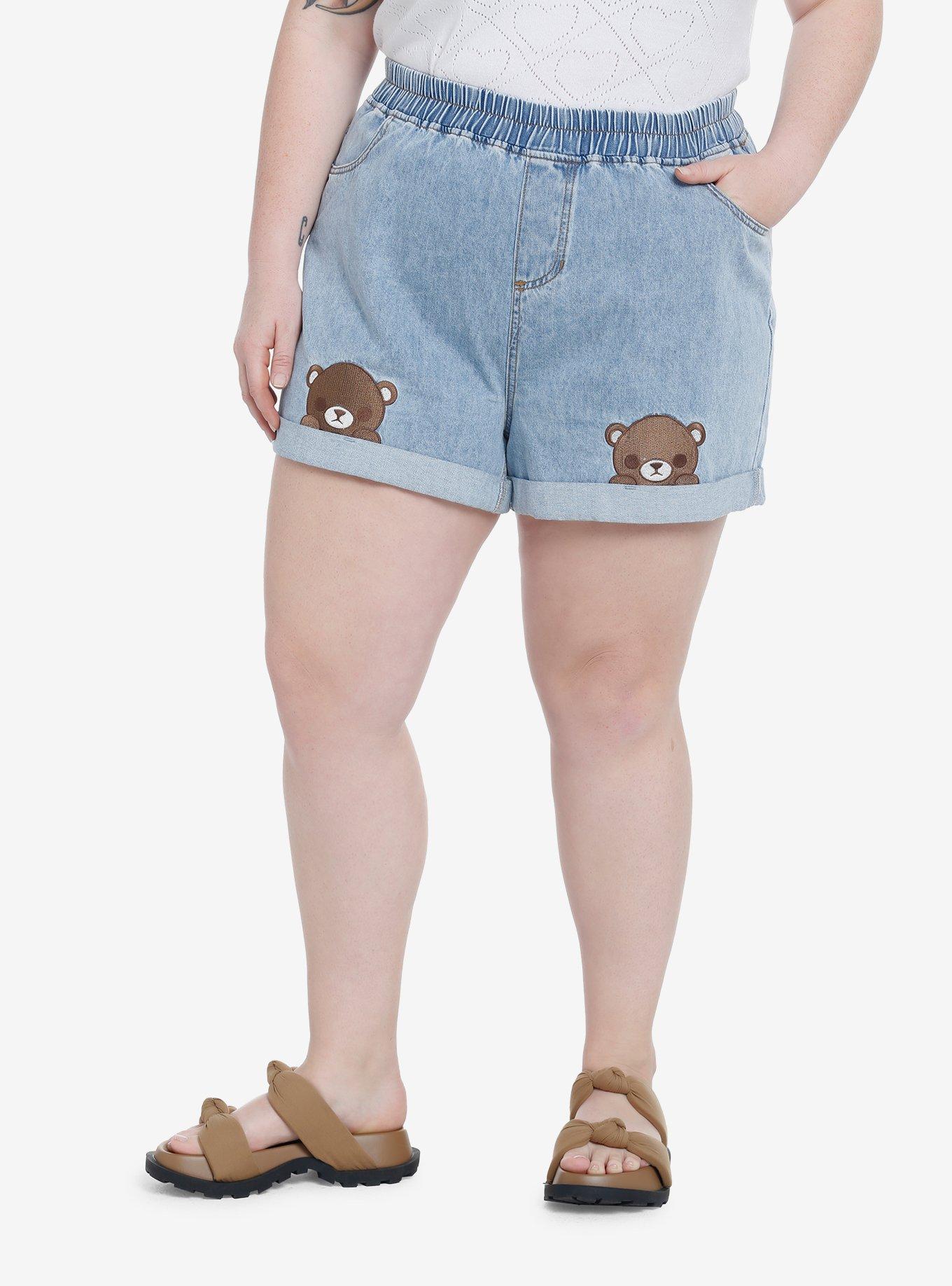 Sweet Society Teddy Bears Embroidered Mom Shorts Plus Size | Hot Topic