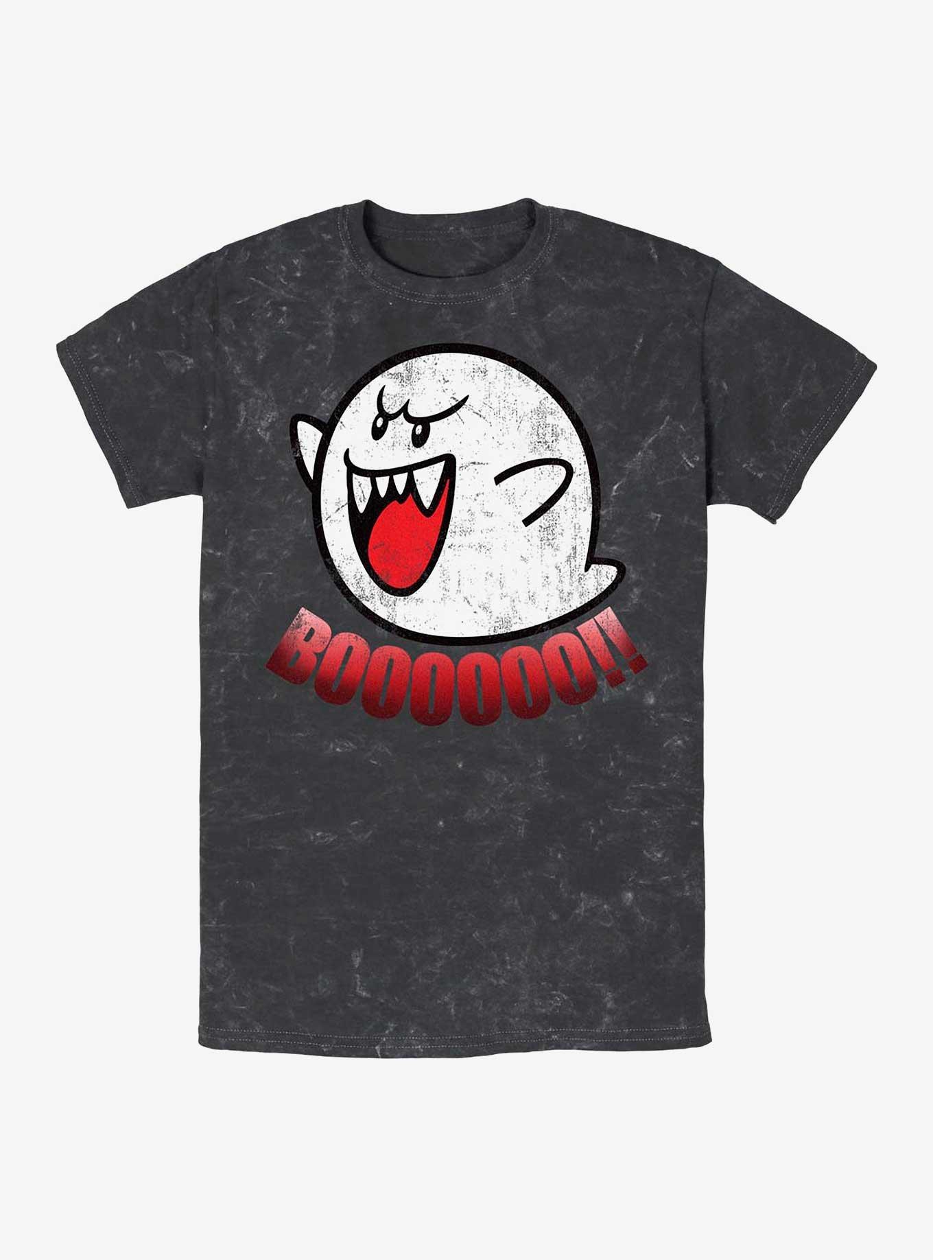 Super Mario Boo Ghost Mineral Wash T-Shirt - BLACK | BoxLunch
