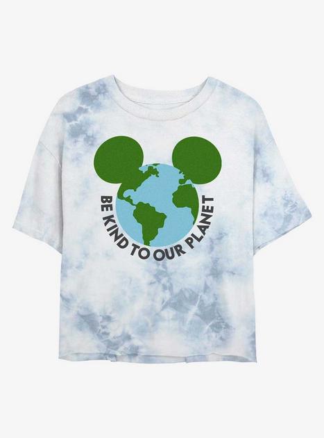 Disney Mickey Mouse Kind To Our Planet Womens Tie-Dye Crop T-Shirt ...