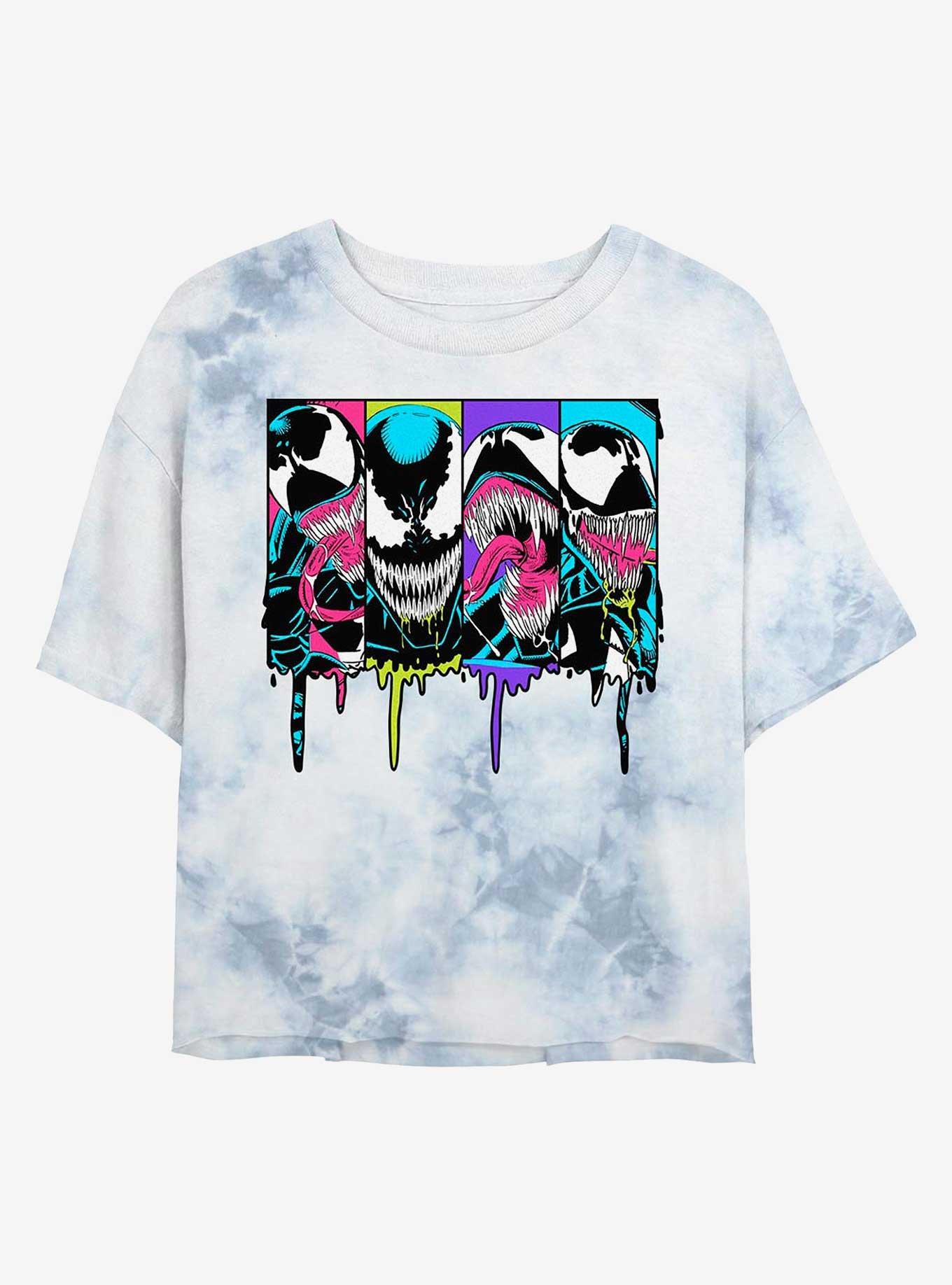 Marvel Venom Neon Drip Womens Tie-Dye Crop T-Shirt - MULTI | BoxLunch