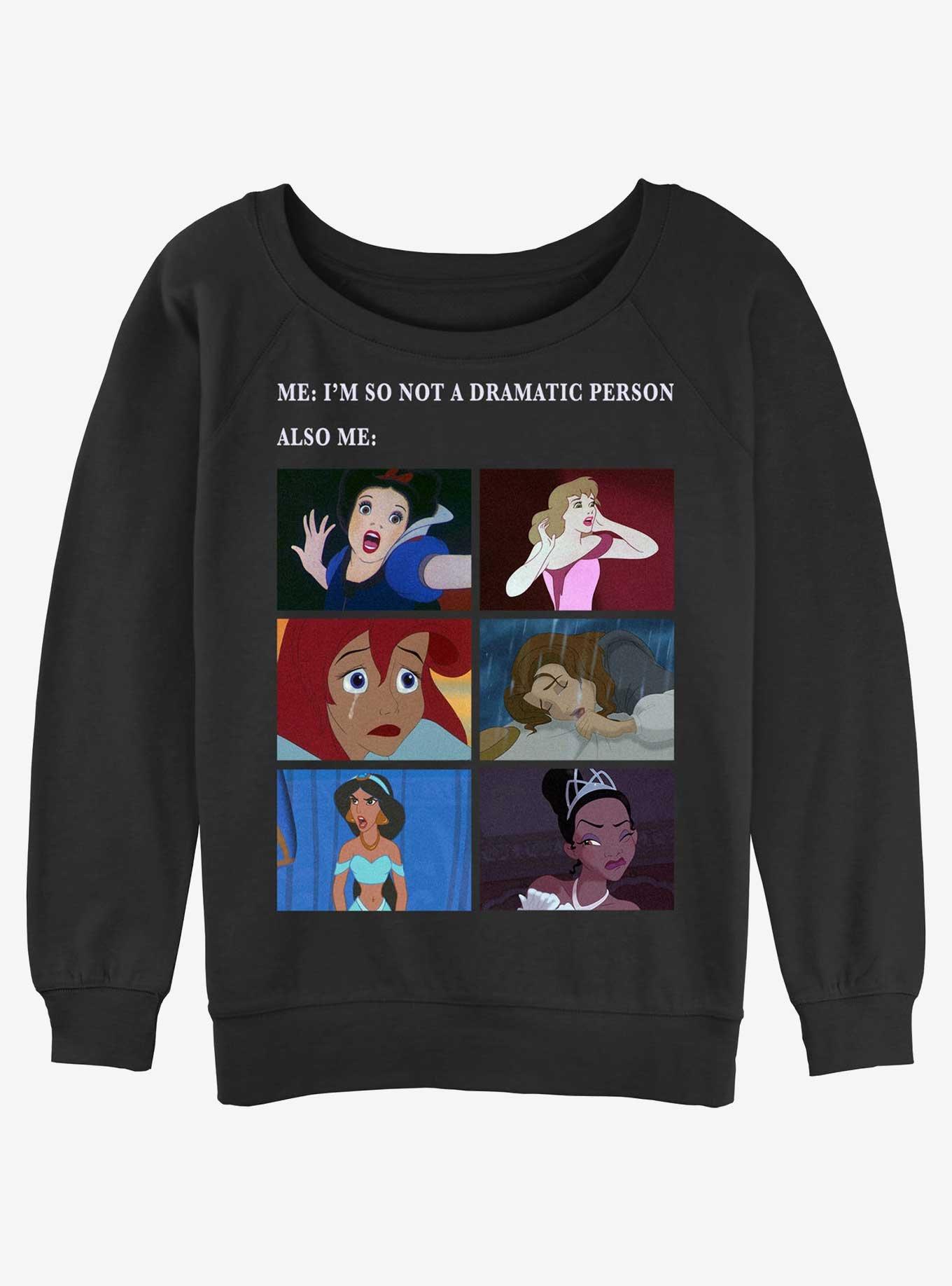 Disney Princesses Princess Drama Meme Girls Slouchy Sweatshirt Black