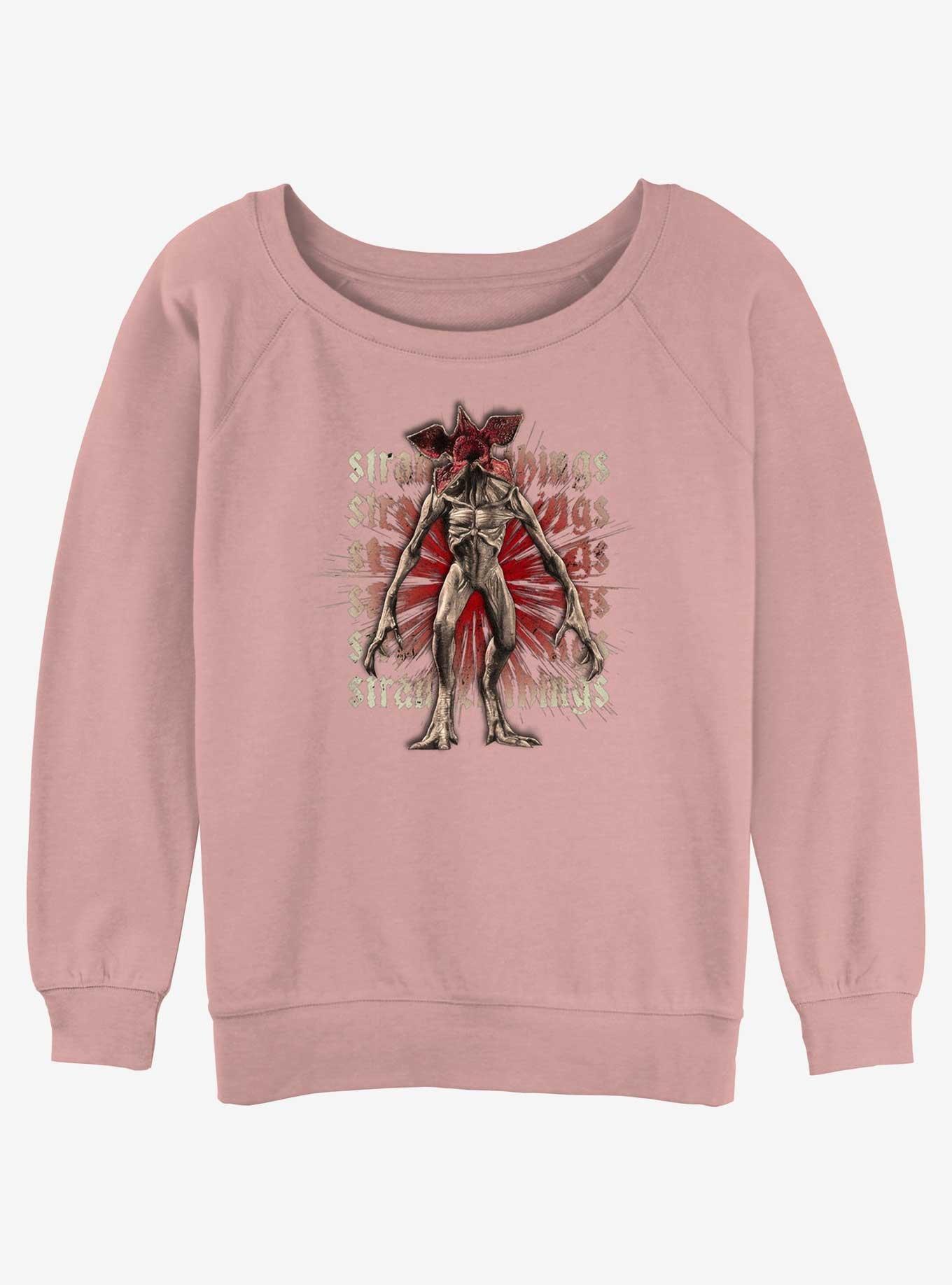 Stranger Things Demogorgon Focus Girls Slouchy Sweatshirt Pink Hot