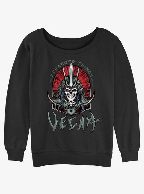 Stranger Things Vecna Tombstone Badge Girls Slouchy Sweatshirt - BLACK ...
