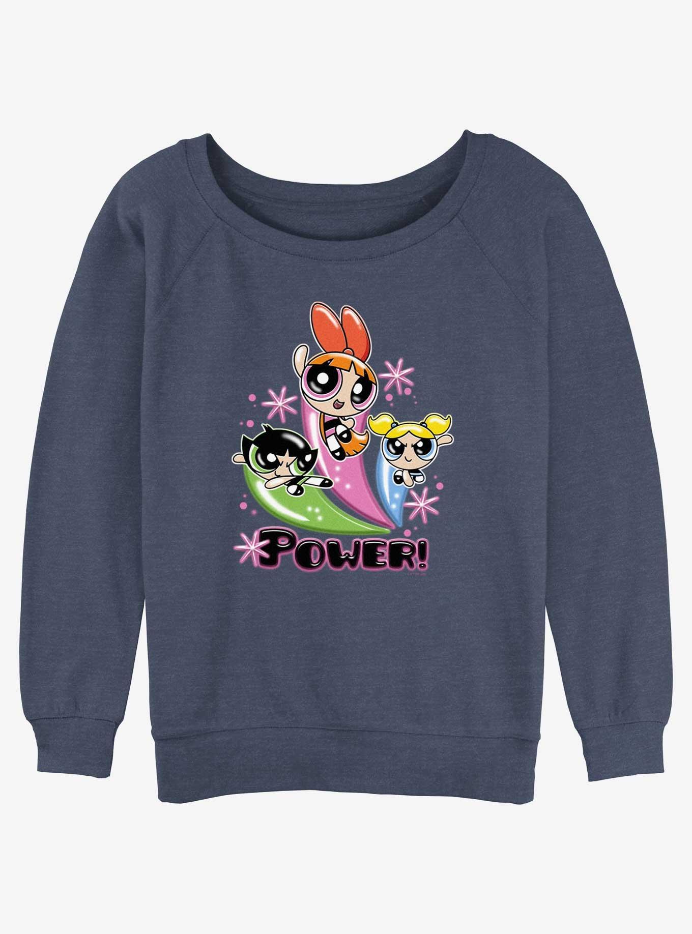 Cartoon Network The Powerpuff Girls Power Pose Girls Slouchy Sweatshirt Blue Hot Topic