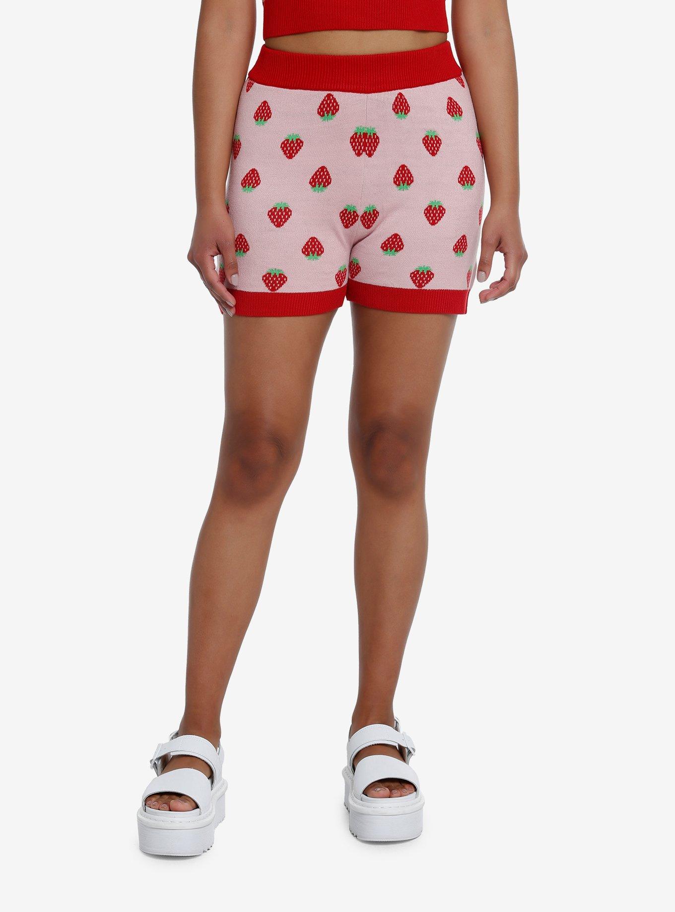 Strawberry Intarsia Knit Shorts | Hot Topic