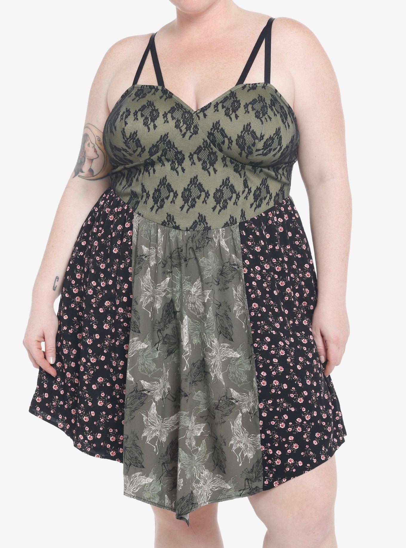 Skeleton Fairy Flower Patchwork Cami Dress Plus Size | Hot Topic