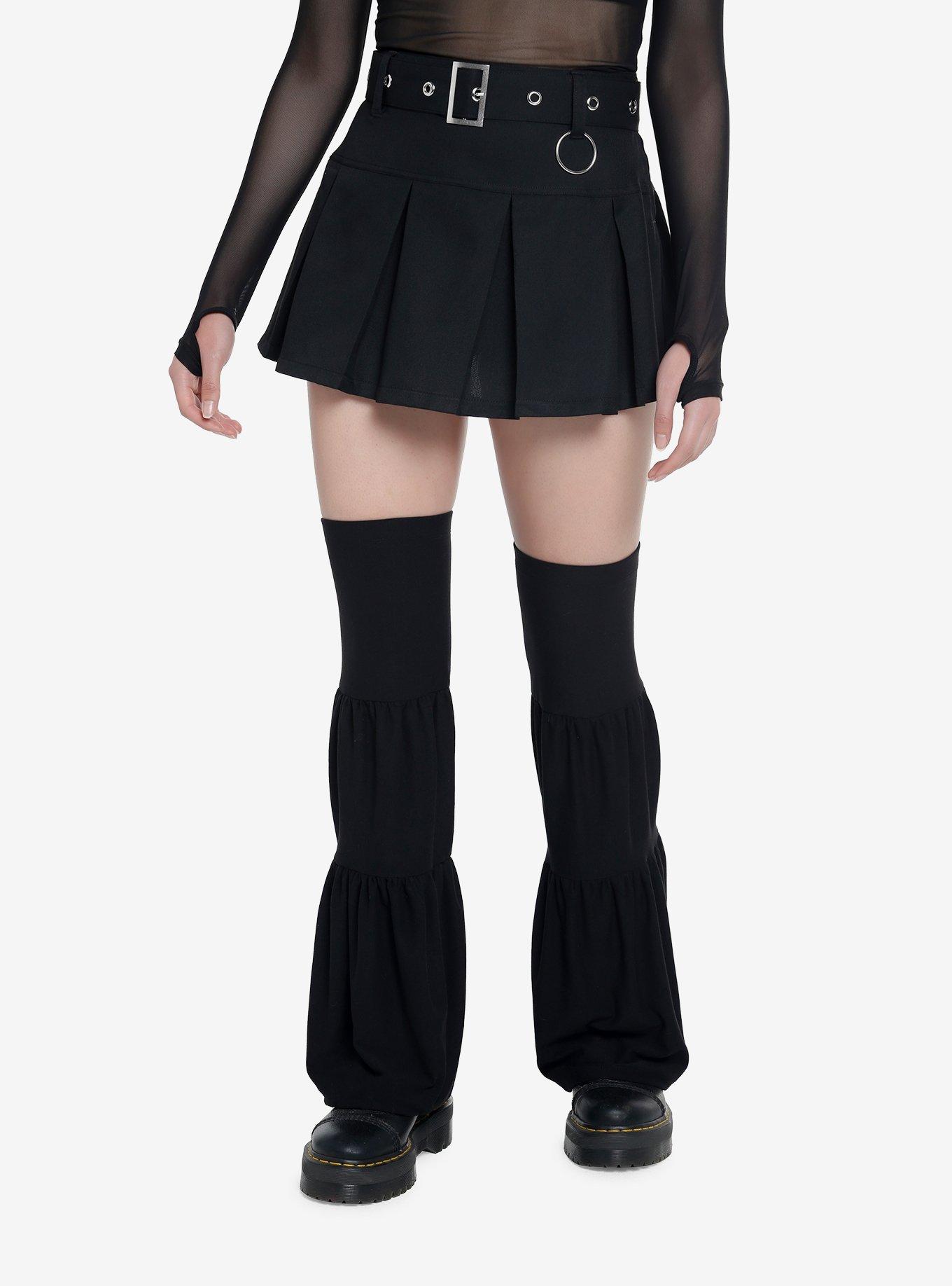 Black Pleated Mini Skirt With Leg Warmers Hot Topic