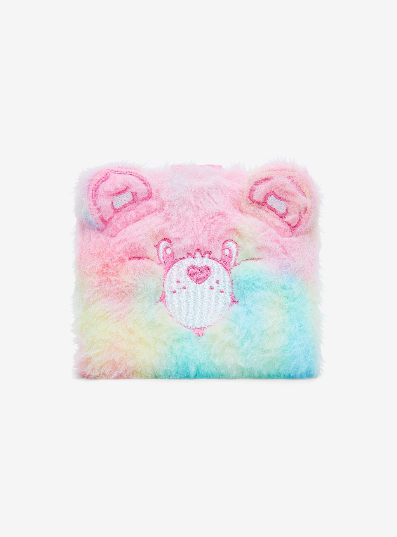 Care Bears Pastel Rainbow Fuzzy Mini Flap Wallet | Hot Topic