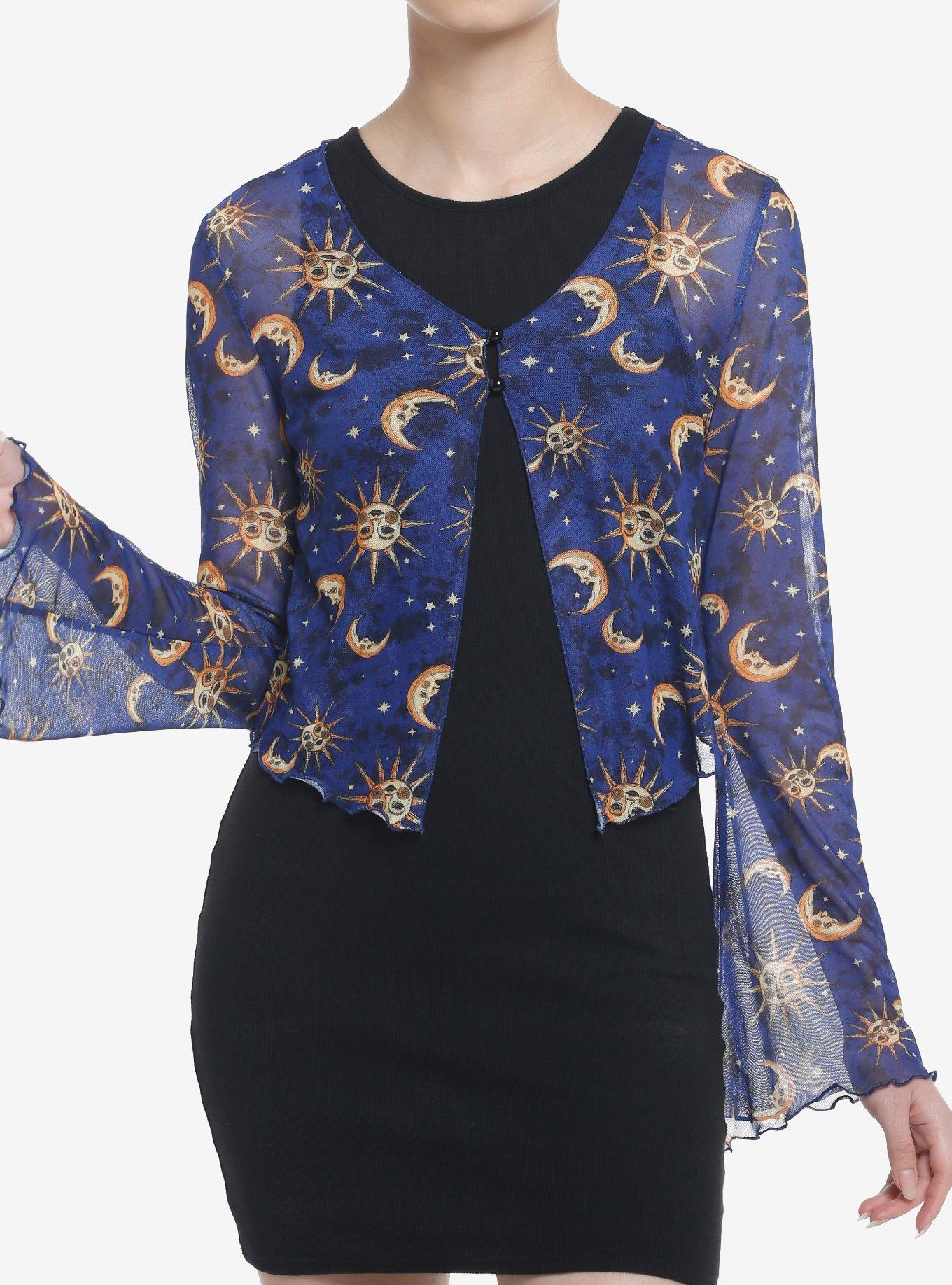 Cosmic Aura Blue Celestial Girls Crop Shrug Hot Topic