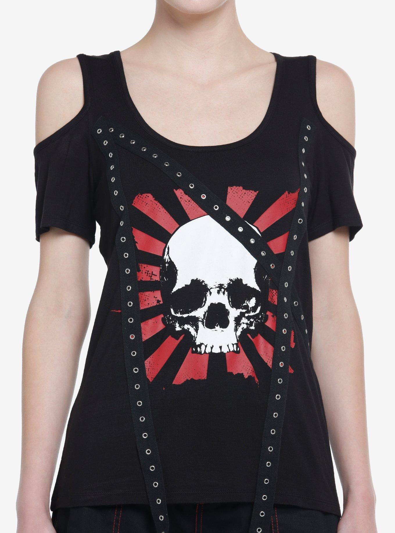 Social Collision Skull Girls Cold Shoulder Top Hot Topic