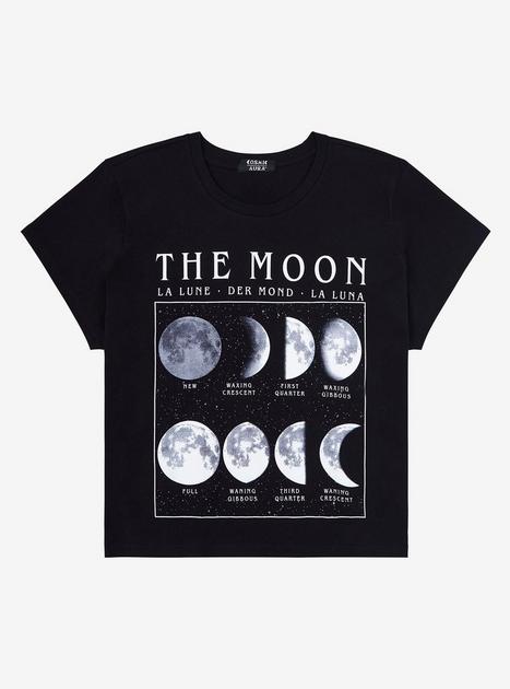 Cosmic Aura Moon Phases Glow-In-The-Dark Girls Crop T-Shirt Plus Size | Hot Topic