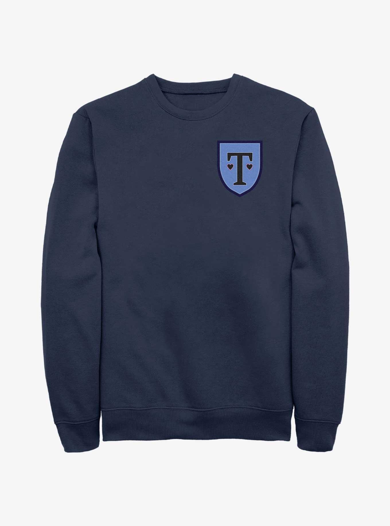 Heartstopper Truham School Heart Pocket Crest Sweatshirt - BLUE | BoxLunch