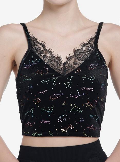 Rainbow Constellations Velvet & Lace Girls Tank Top | Hot Topic