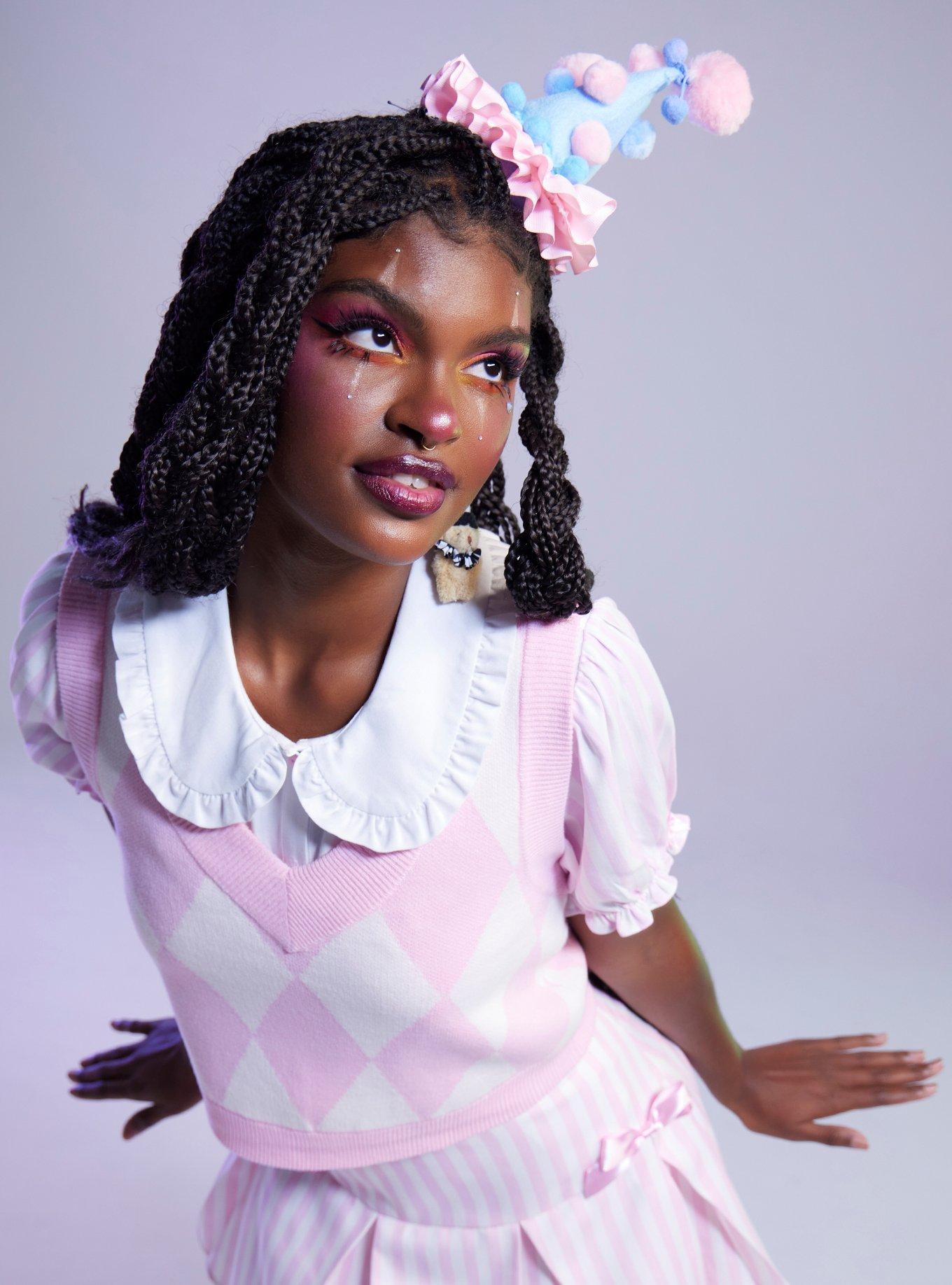 Sweet Society Pink Argyle Girls Crop Sweater Vest | Hot Topic