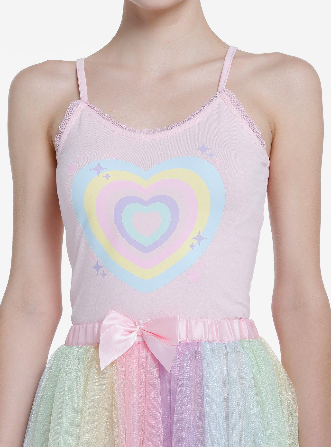 Sweet Society Pastel Rainbow Heart Lace Trim Girls Cami | Hot Topic