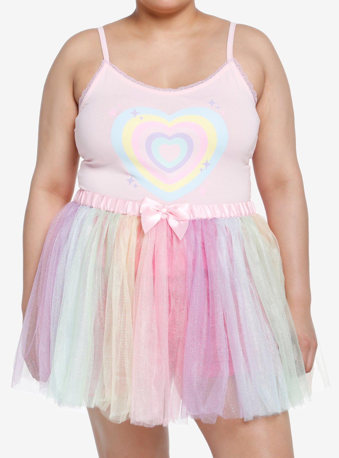 Pastel Rainbow Heart Lace Trim Girls Cami Plus Size | Hot Topic
