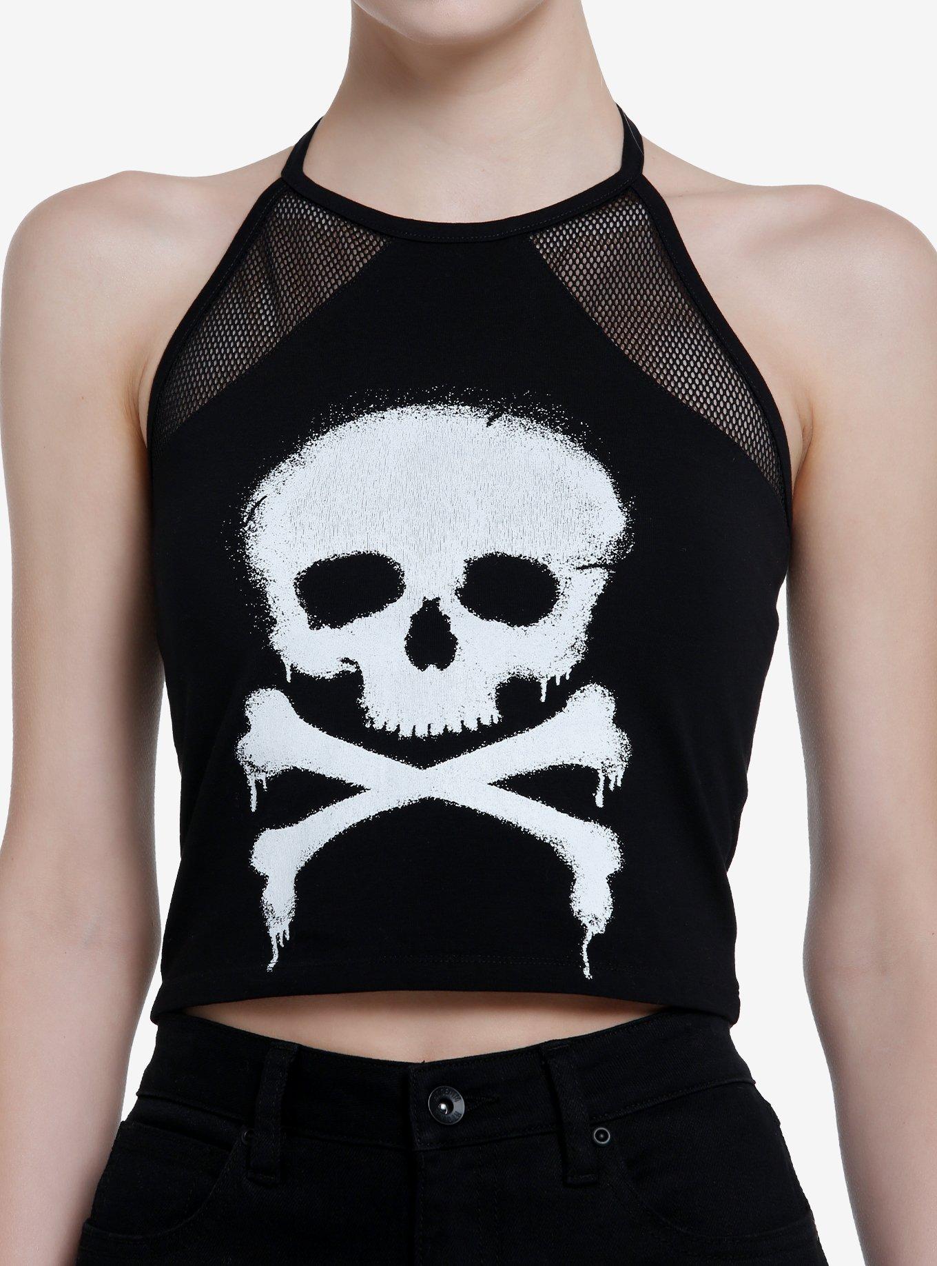 Crossbone Mesh Girls Halter Tank Top | Hot Topic